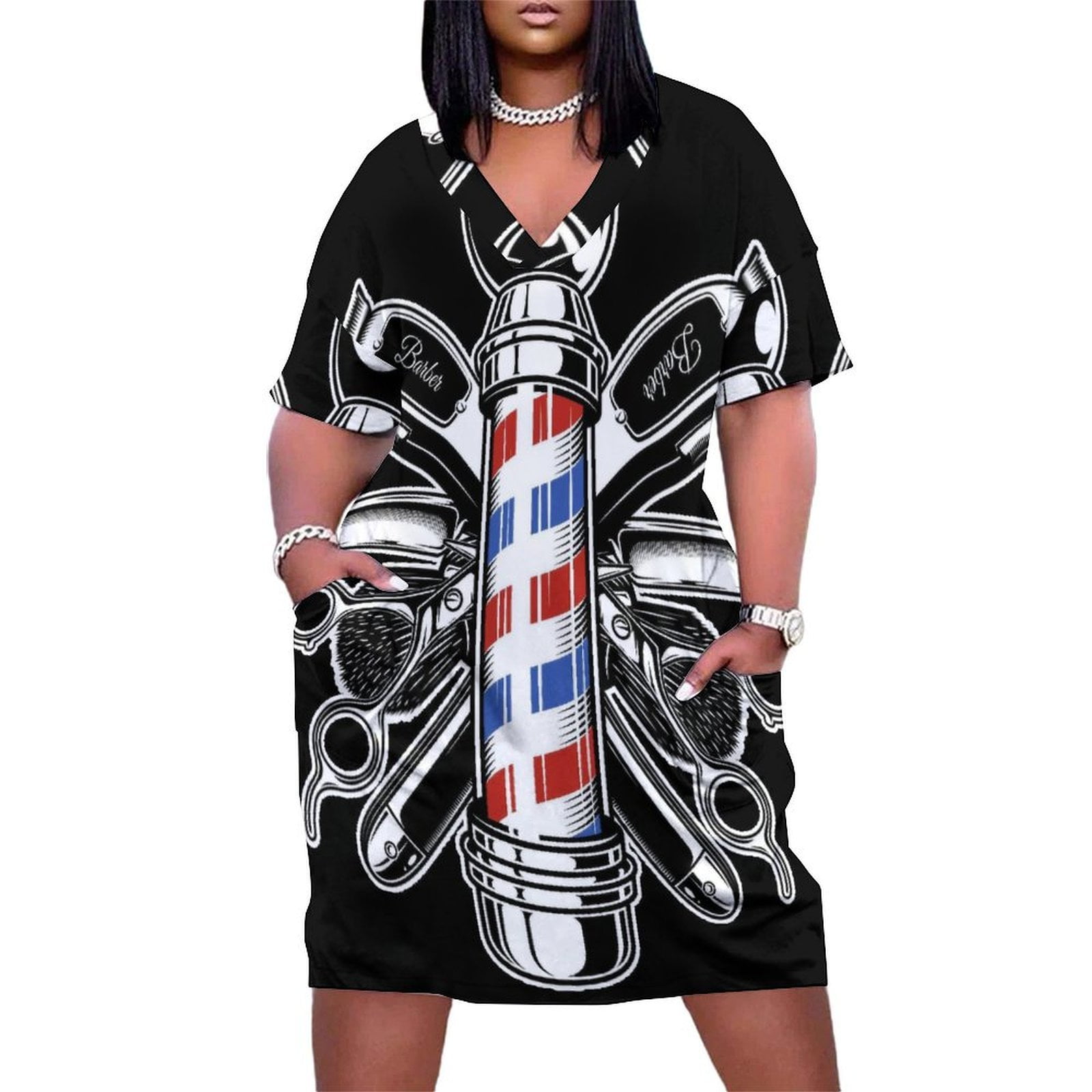 Barber Shop Loose Pocket Dress Dresses Summer Summer Dresses for Women ...