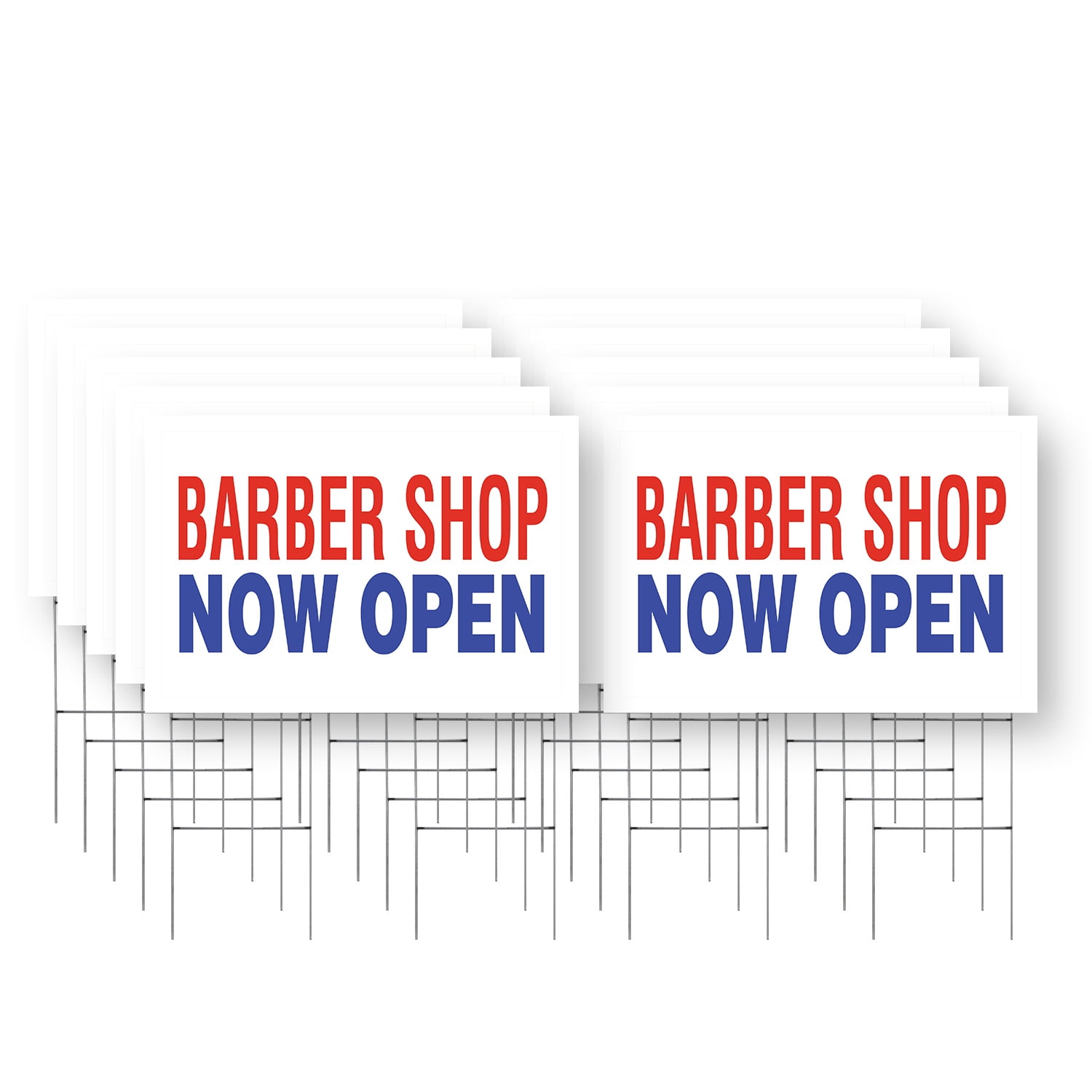 Barber Shop Now Open Yard Sign 10 Pack of 24 Inch x 36 Inch Double ...