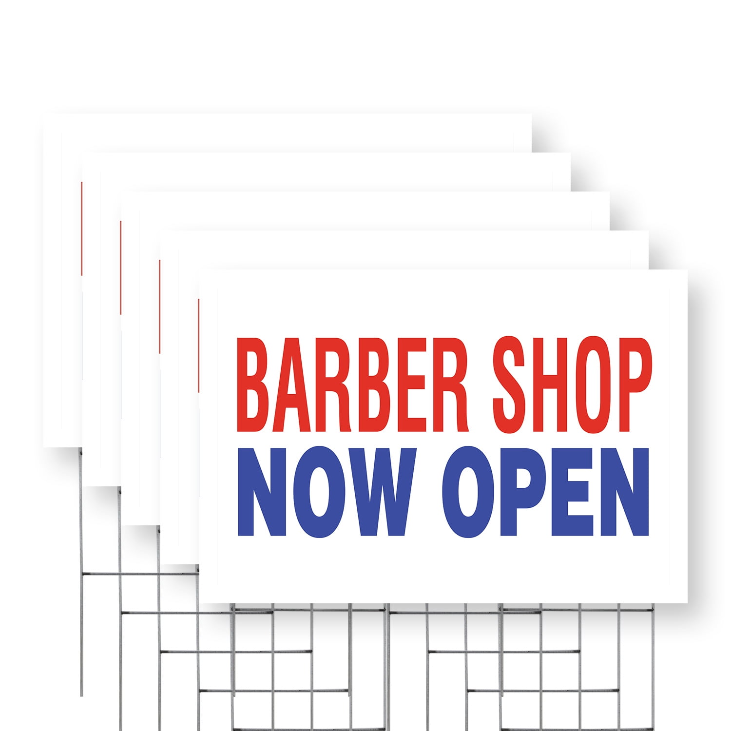 Barber Shop Now Open Yard Sign 5 Pack of 24 Inch x 36 Inch Single Sided ...