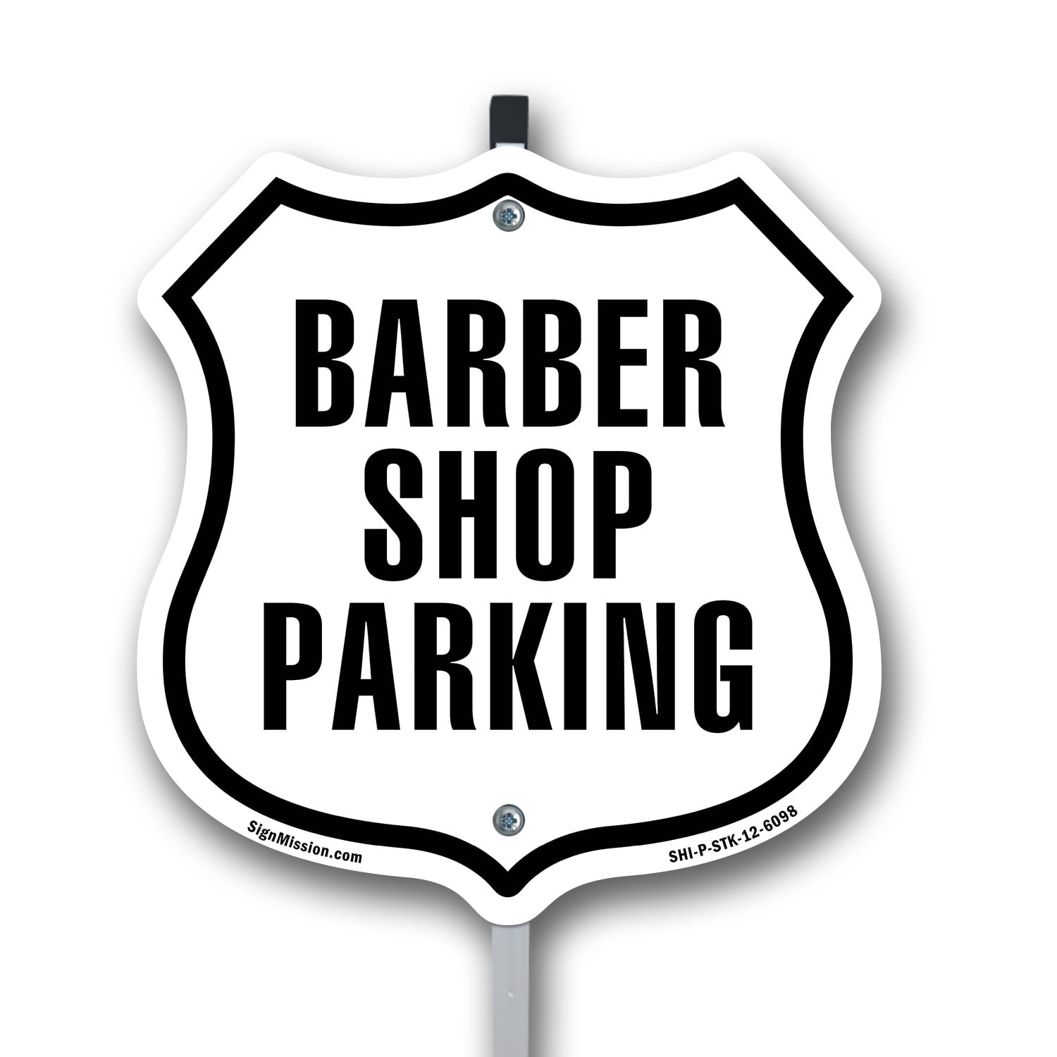 Barber Shop Parking 12 inch X 12 inch Shield Shaped Commercial Grade ...