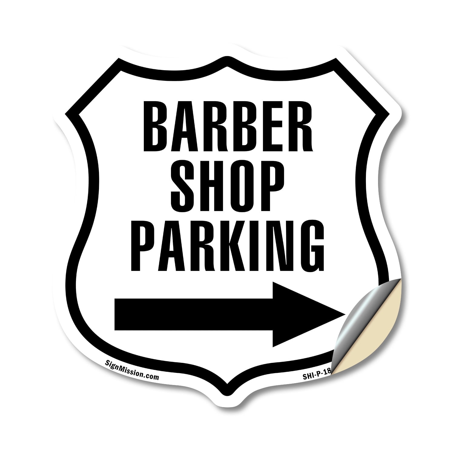 Barber Shop Parking Left Arrow 18 inch X 18 inch Shield Shaped Heavy ...
