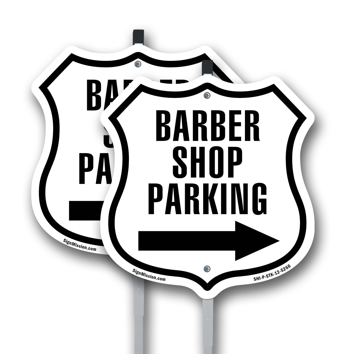 Barber Shop Parking Left Arrow (2 Pack) 12 inch X 12 inch Shield Shaped ...