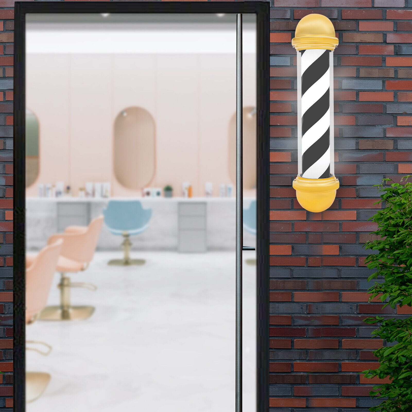 Barber Shop Pole Rotating Light Hair Salon Gold,Black,White LED Stripe ...