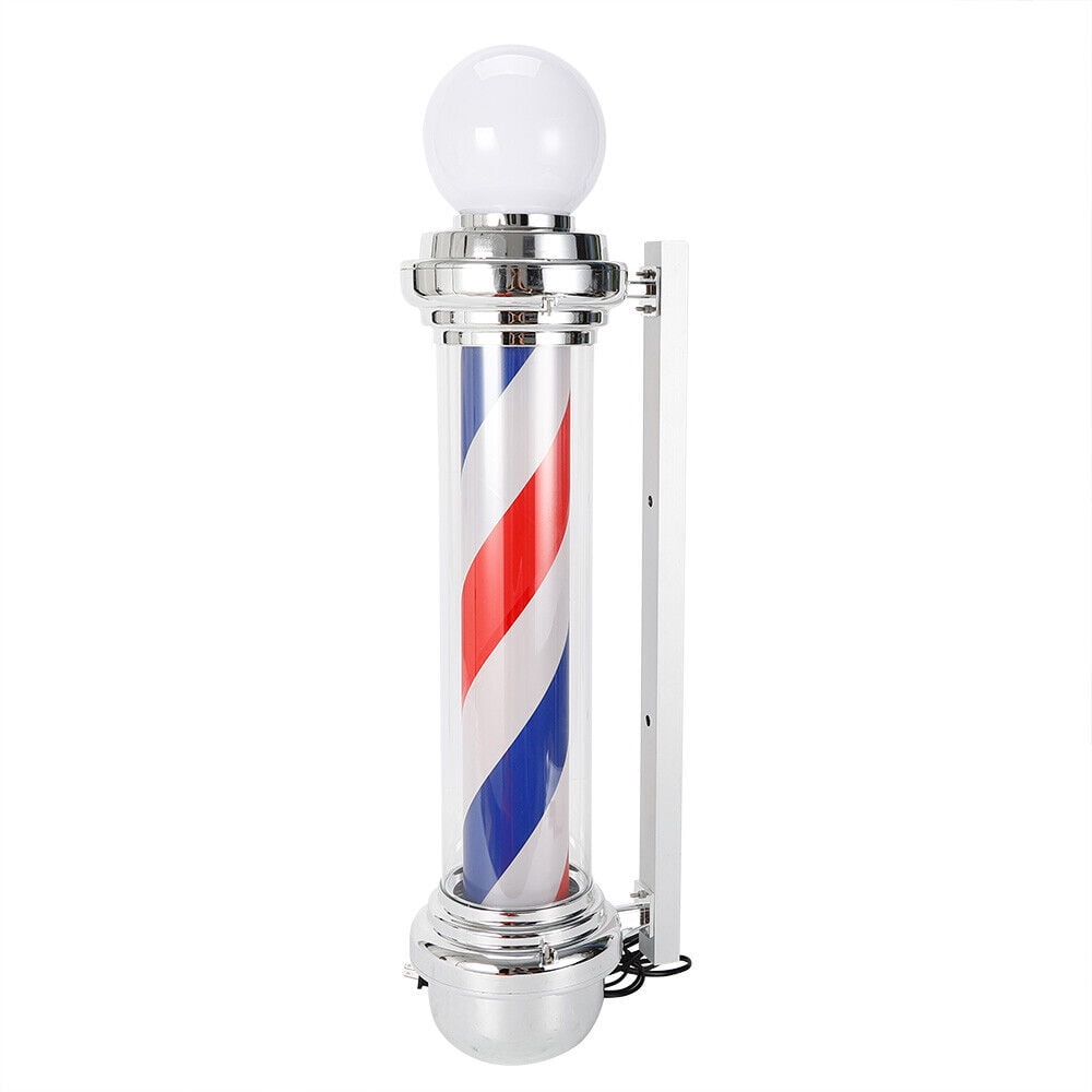 Barber Shop Pole Rotating Light Hair Salon Red/Blue/ White LED Stripes ...