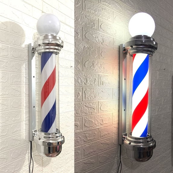 Barber Shop Pole Rotating Light Hair Salon Red/Blue/ White LED Stripes ...