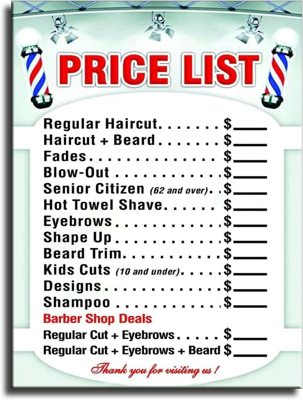 Barber Shop Poster, Barber Shop Price List Poster Canva Wall Art Home ...