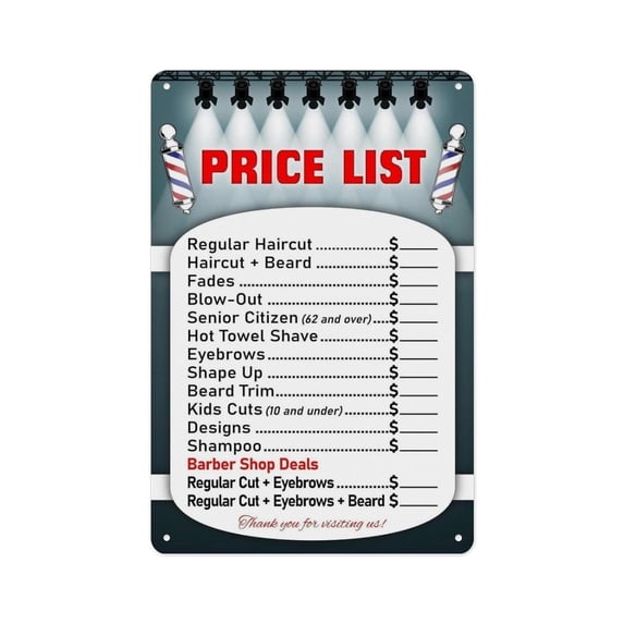Barber Shop Poster,Barber Shop Price List Poster Suitable For Office ...