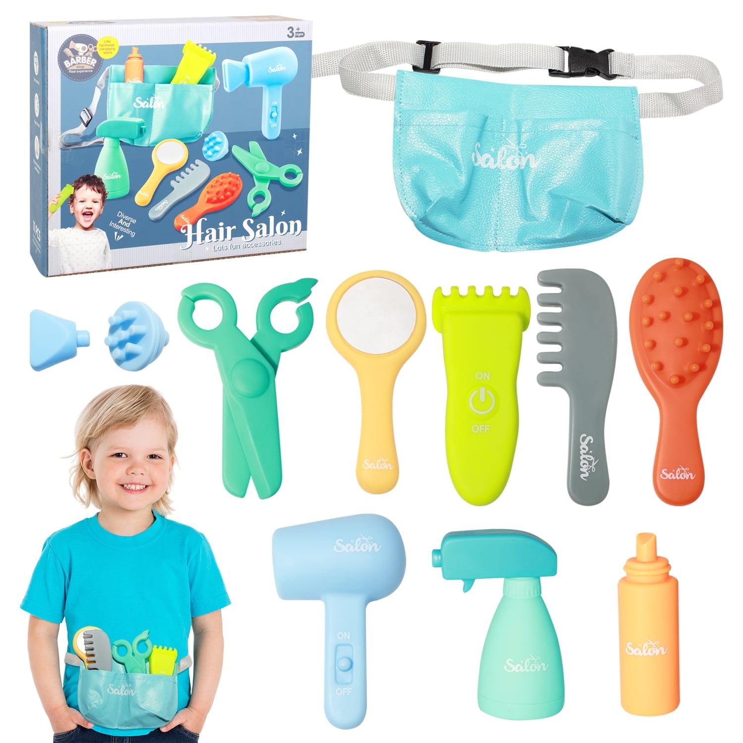 Barber Shop Pretend Play Set for Boys and Girls Ages 3+, Toys for Boys ...