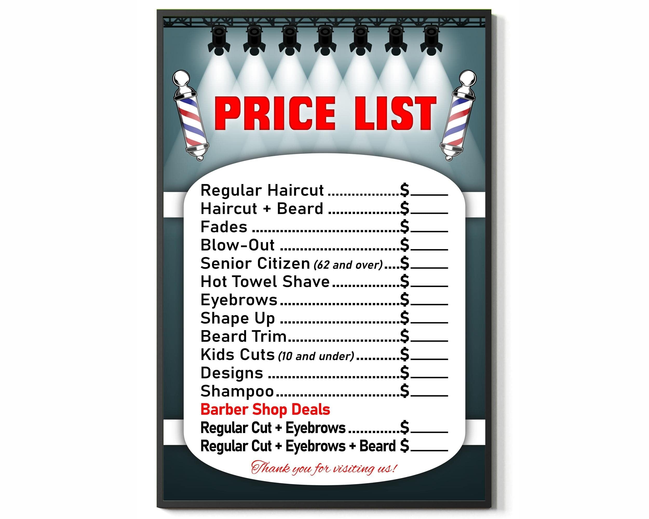 Barber Shop Price List Barber Service Menu Wall Paper Hair Stylist ...