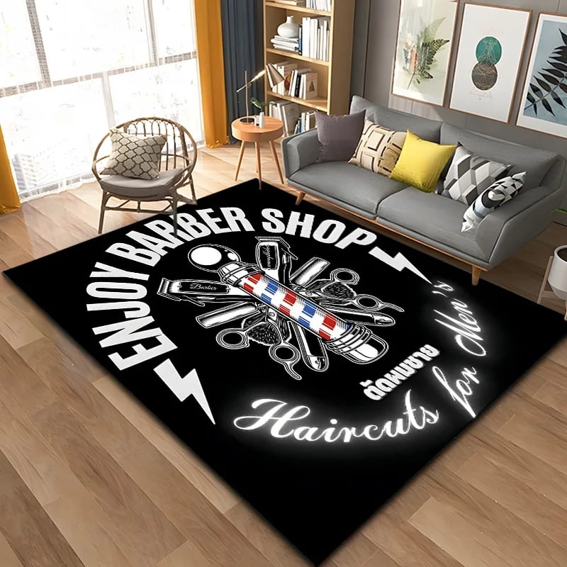 Barber Shop Retro Signage Area Rug Large Carpet Kitchen Bathroom ...