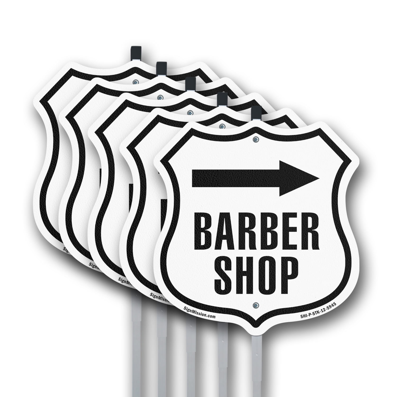 Barber Shop Right (5 Pack) 12 inch X 12 inch Shield Shaped Rust-Free ...