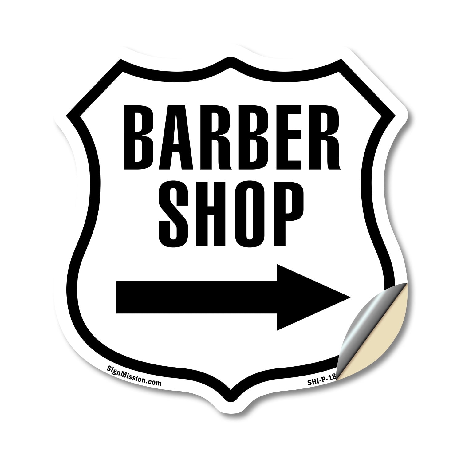 Barber Shop Right Arrow (2 Pack) 4 inch X 4 inch Shield Shaped Heavy ...