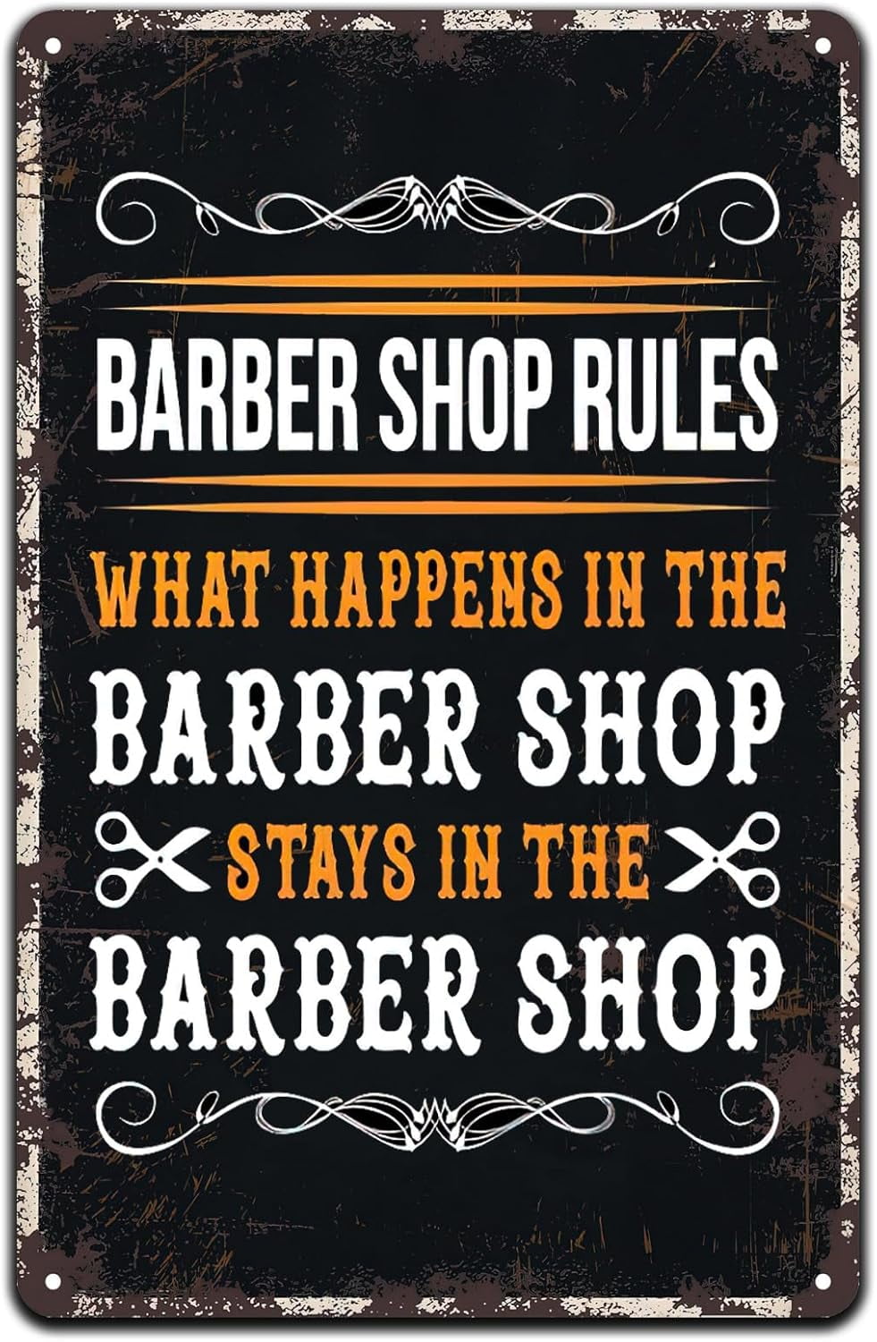 Barber Shop Rules Vintage Metal Sign What Happens At The Barbershop ...
