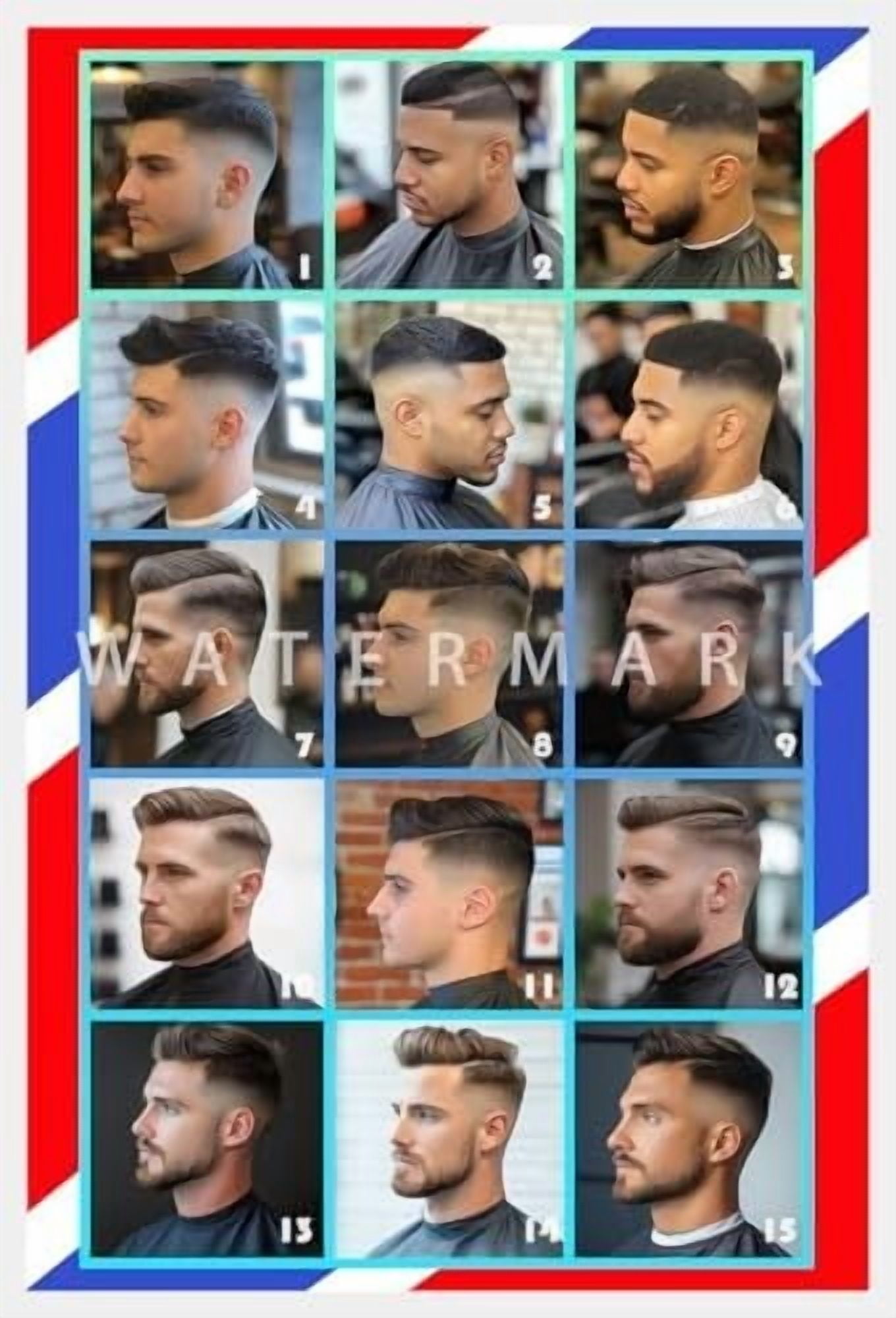 Barber Shop Salon Hair Cut for Men Chart Poster Barber Shop Modern ...