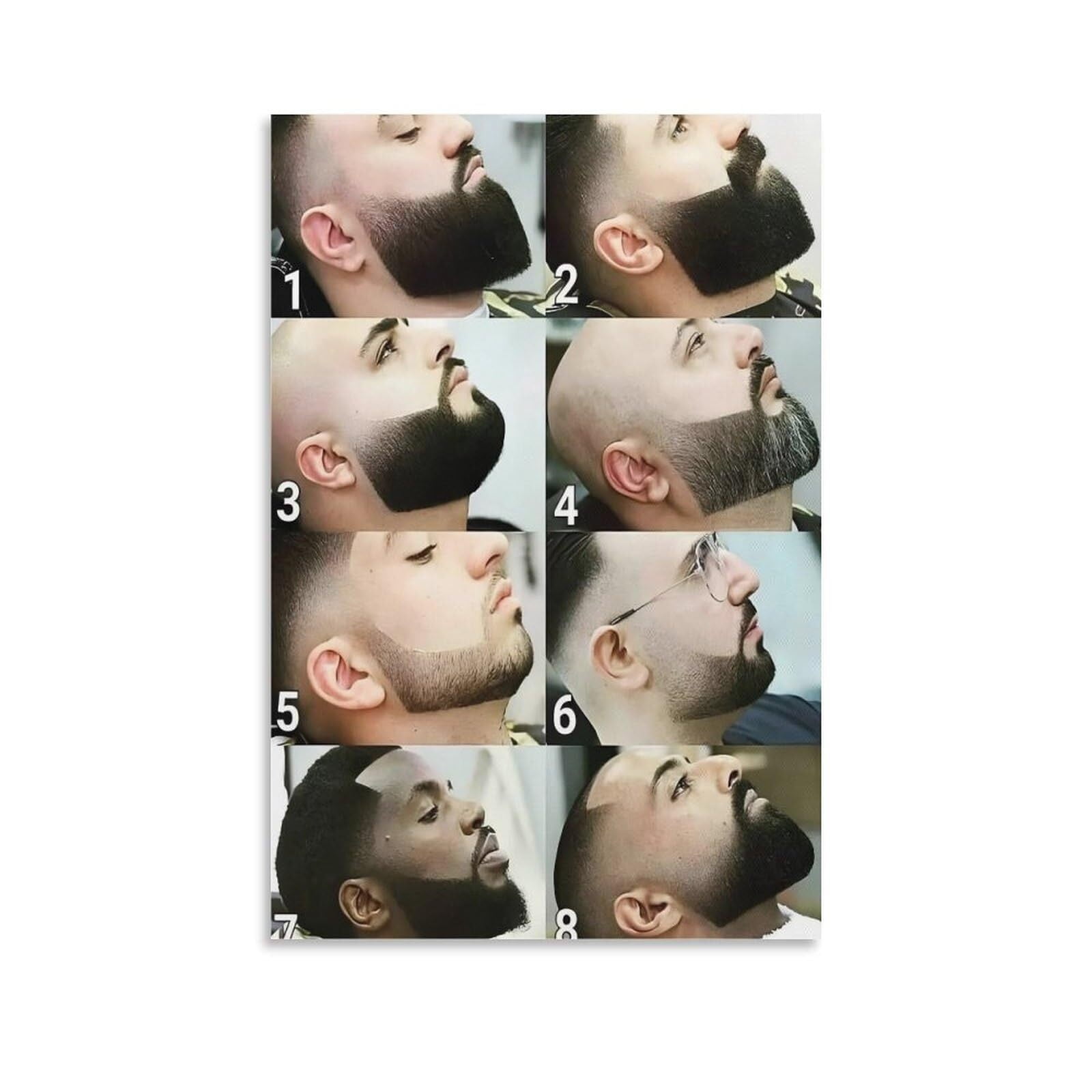 Barber Shop Salon Male Beard Style Guide Hairstyle Chart Wall Art ...