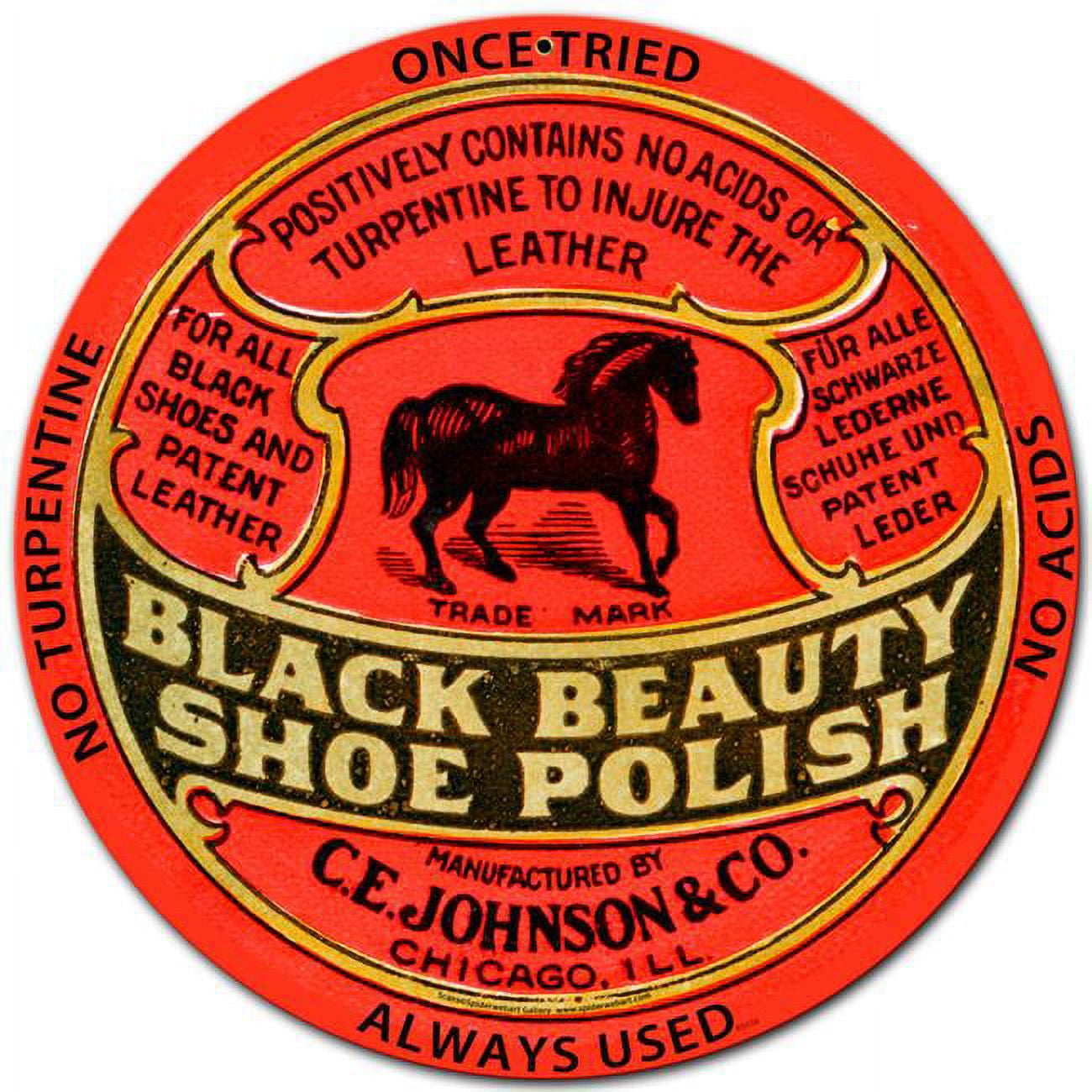 Barber Shop & Shoe Shine Memories BS038 14 x 14 in. Black Beauty Polish Round Metal Sign ...