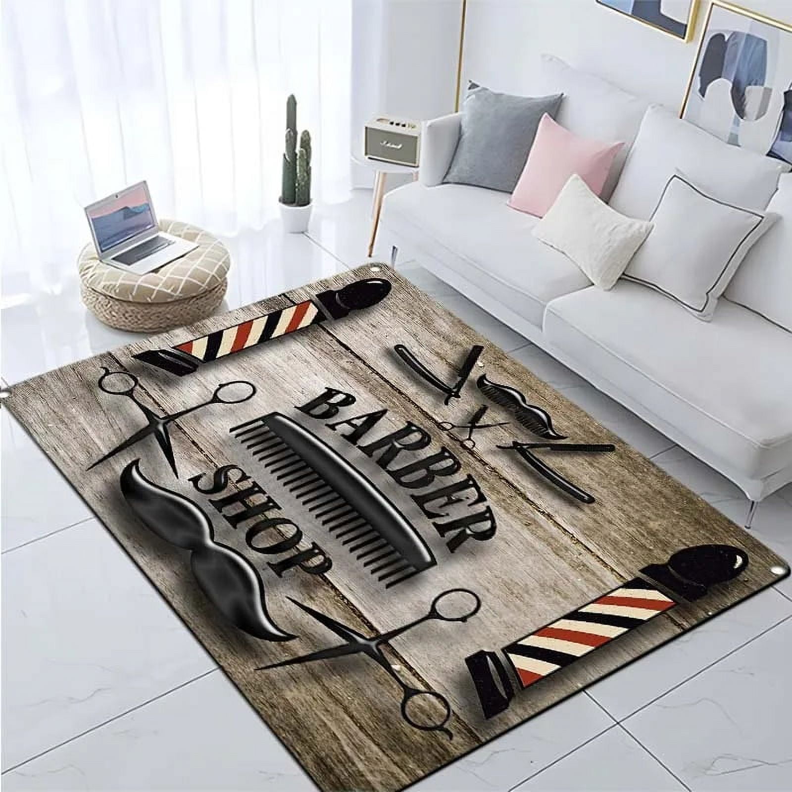 Barber Shop Sign Carpet for Living Room Home Decor Sofa Table Large ...