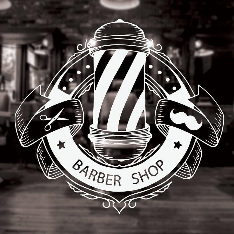 Barber Shop Sign Logo Wall Window Decal Sticker Removable Self Adhesive ...