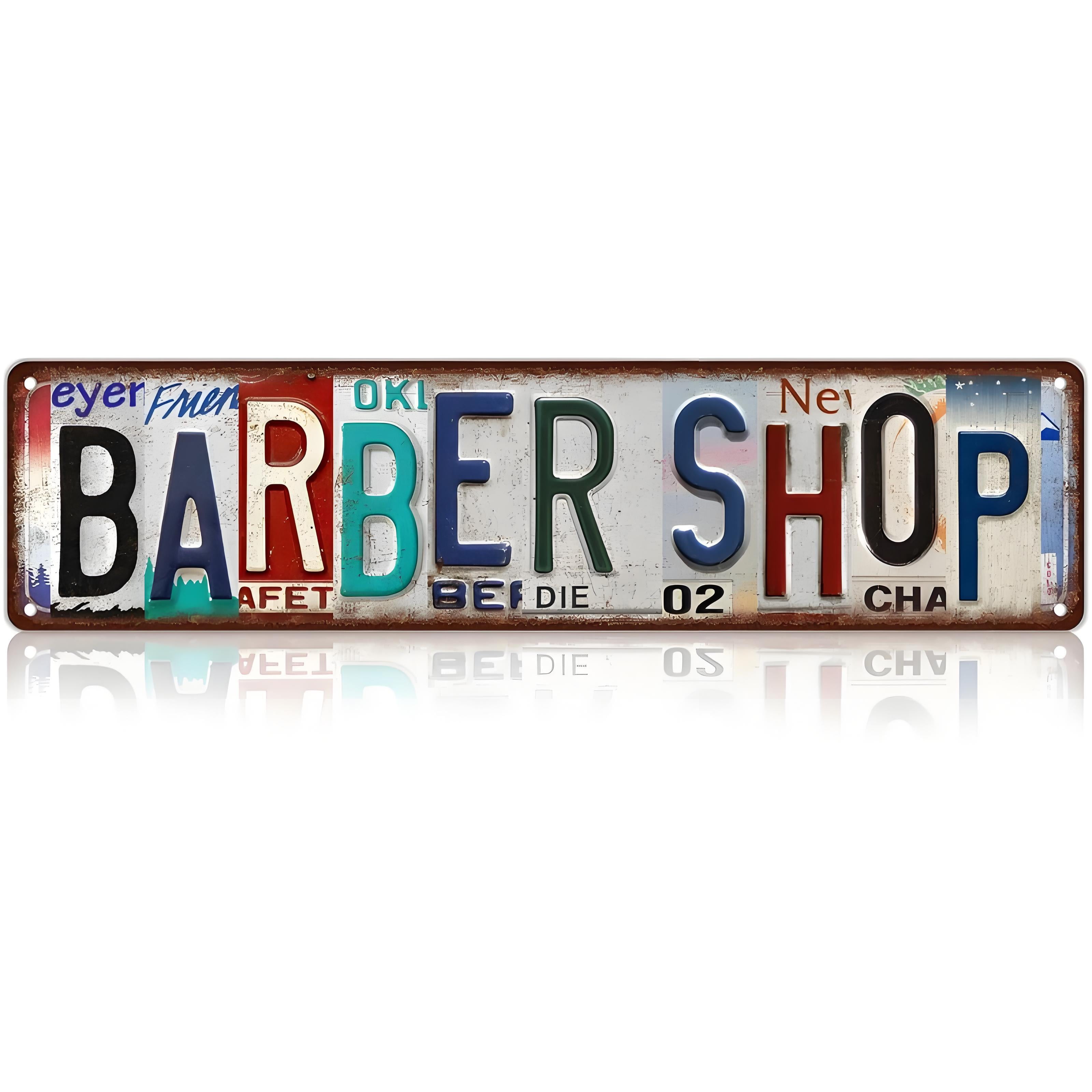 [Barber Shop Sign] Vintage Barber Shop Metal Signs for Walls, Measuring ...