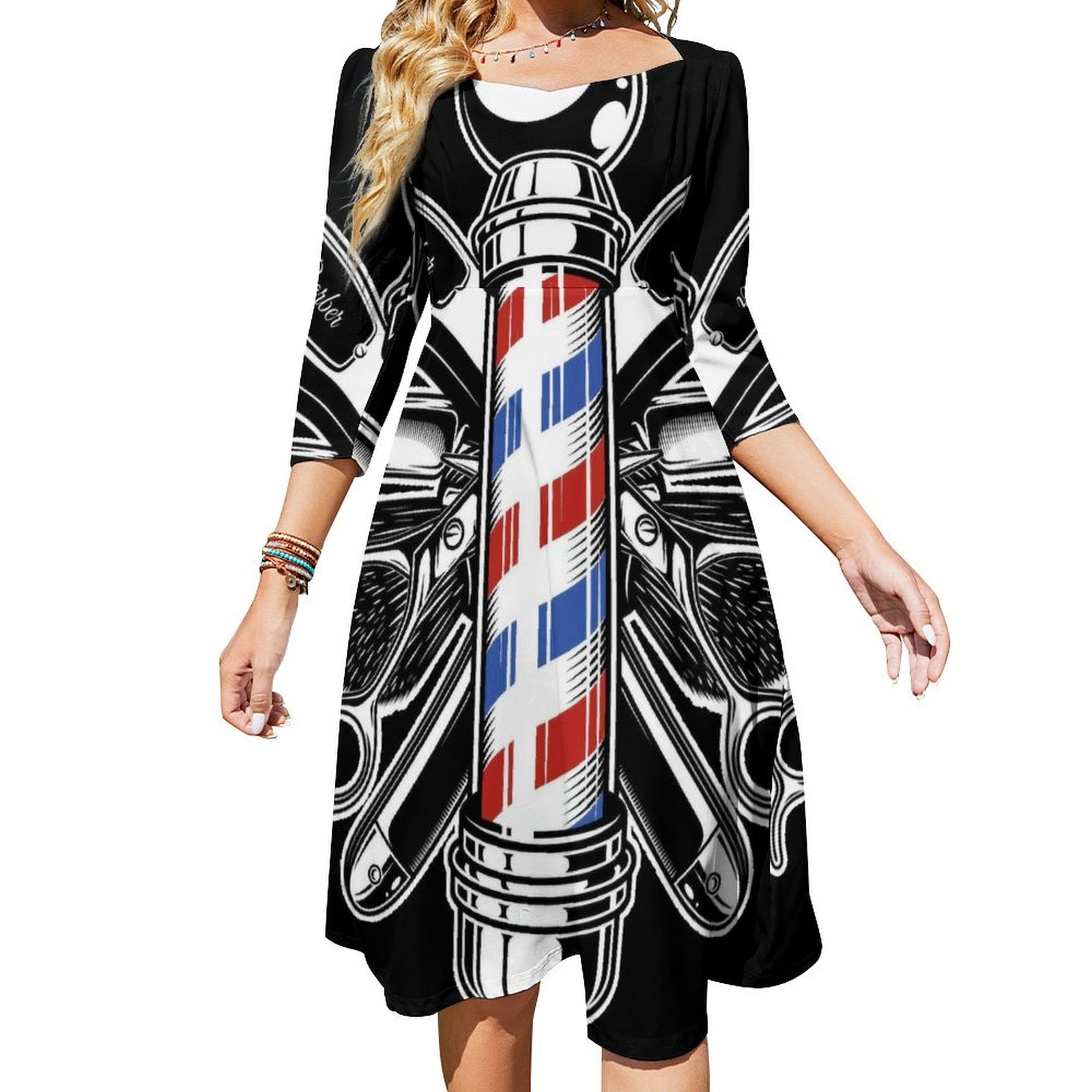 Barber Shop Sweetheart Knot Flared Dress Fashion Design Large Size ...