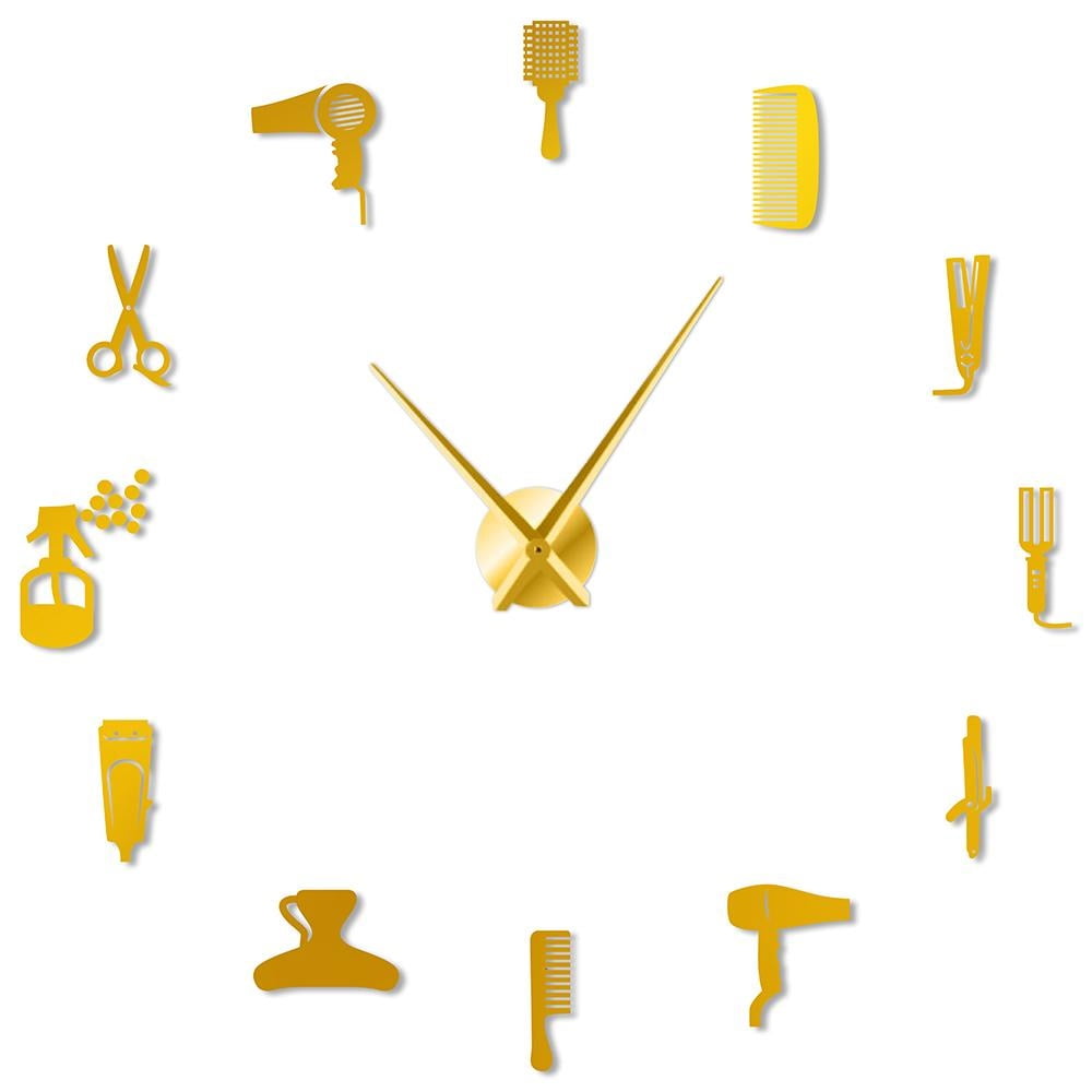 Barber Shop Toolkits Hairdresser Frameless Wall Clock Stickers, DIY ...
