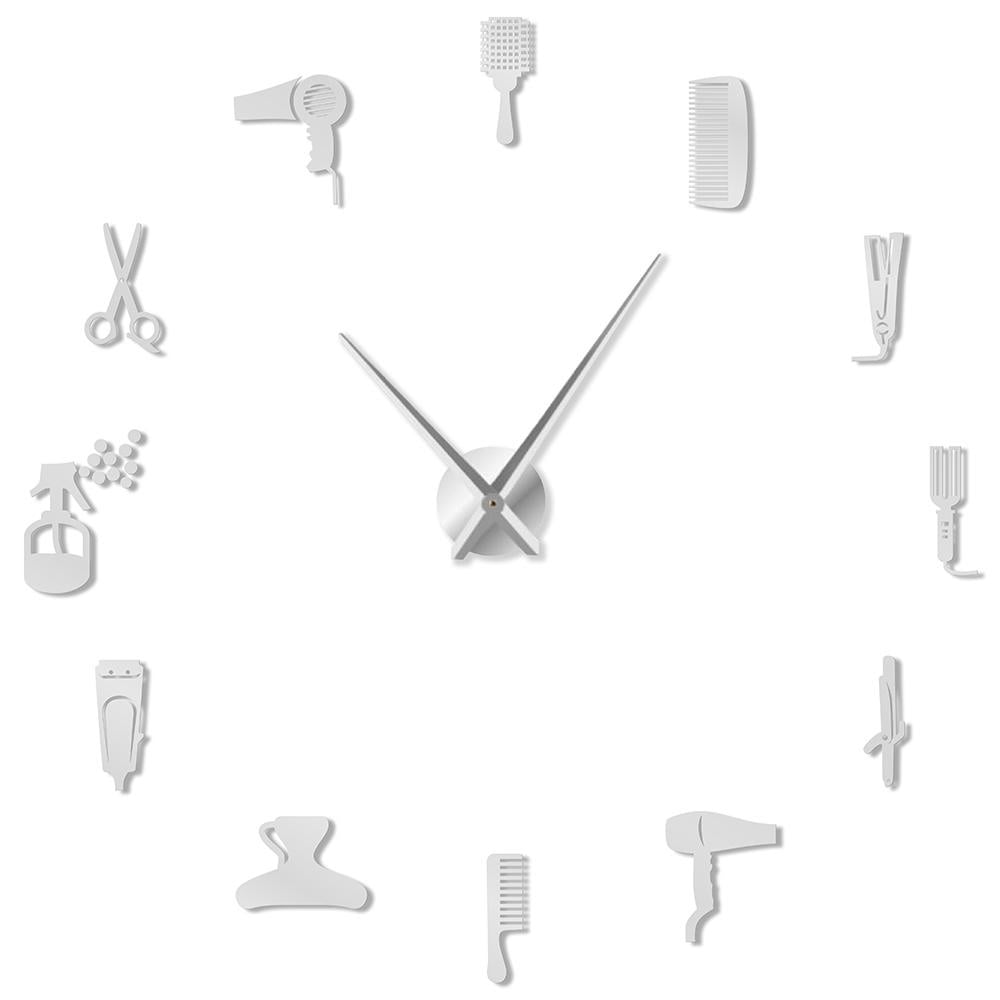 Barber Shop Toolkits Hairdresser Frameless Wall Clock Stickers, DIY Modern Decorative Clocks for ...