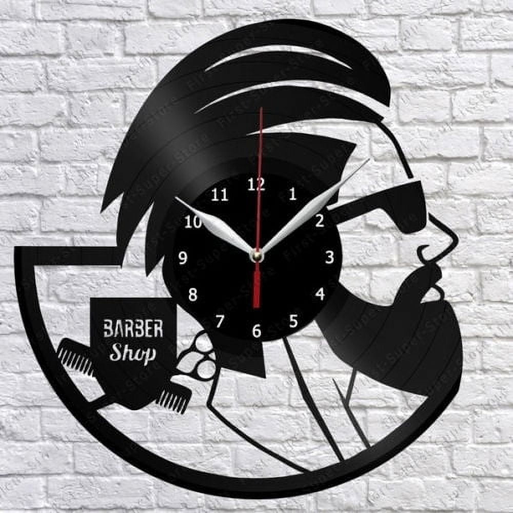 Barber Shop Vinyl Wall Clock,Vinyl Record Clock Wall Art Unique Bedroom ...