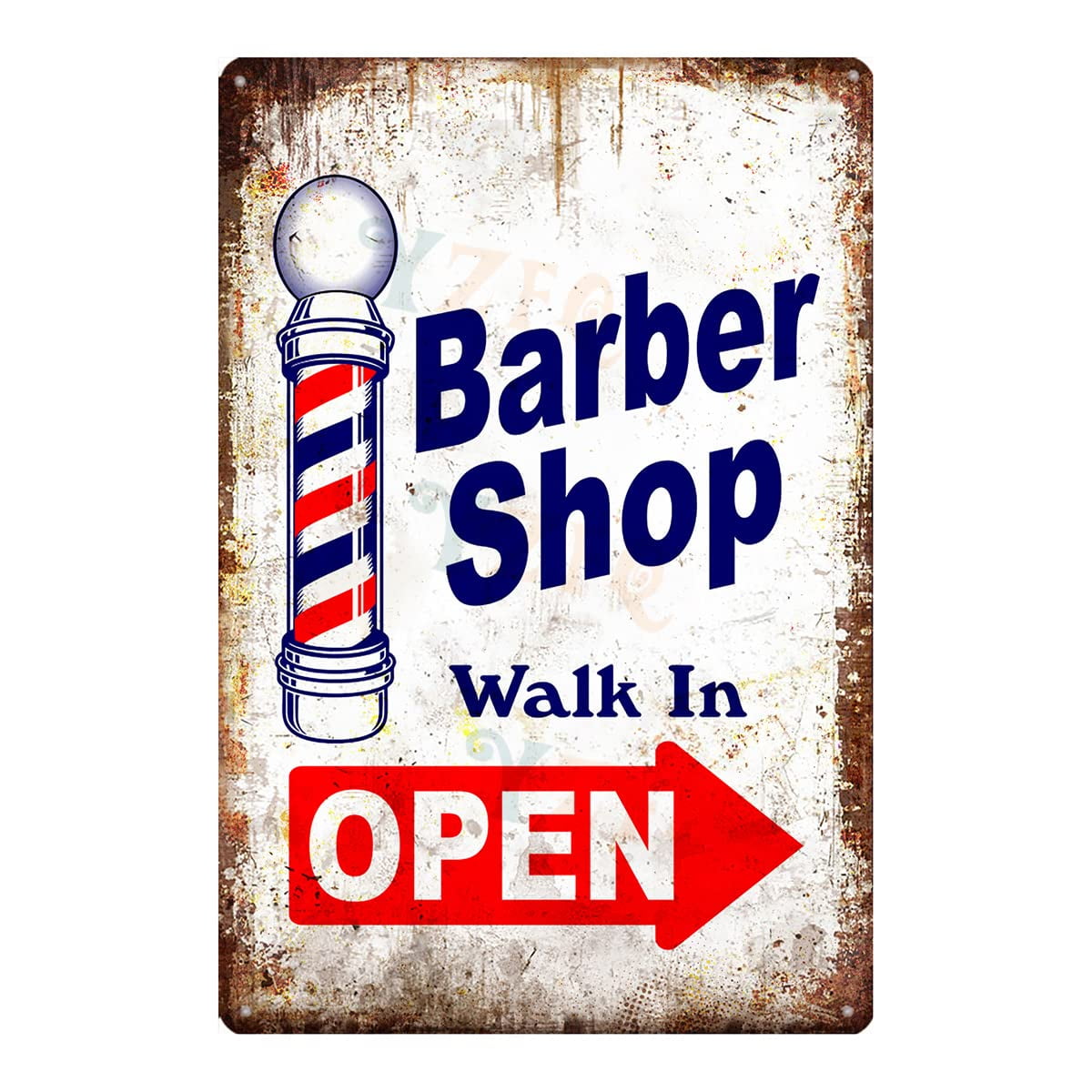 Barber Shop Walk In Open Tin Sign Vintage ，Barber Shop Decor， Open Sign ...