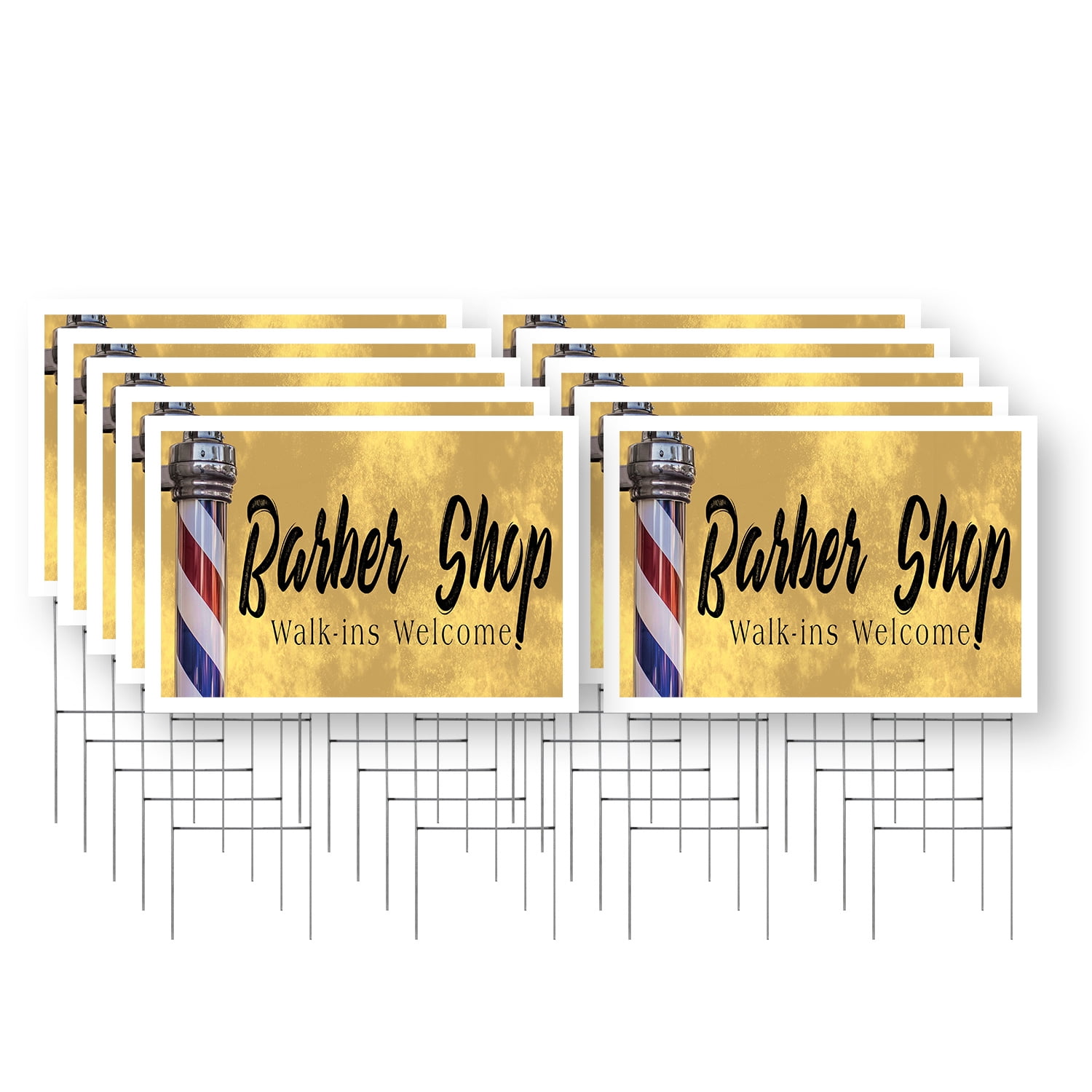 Barber Shop Walk Ins Welcome Yard Sign 10 Pack of 24 Inch x 36 Inch ...