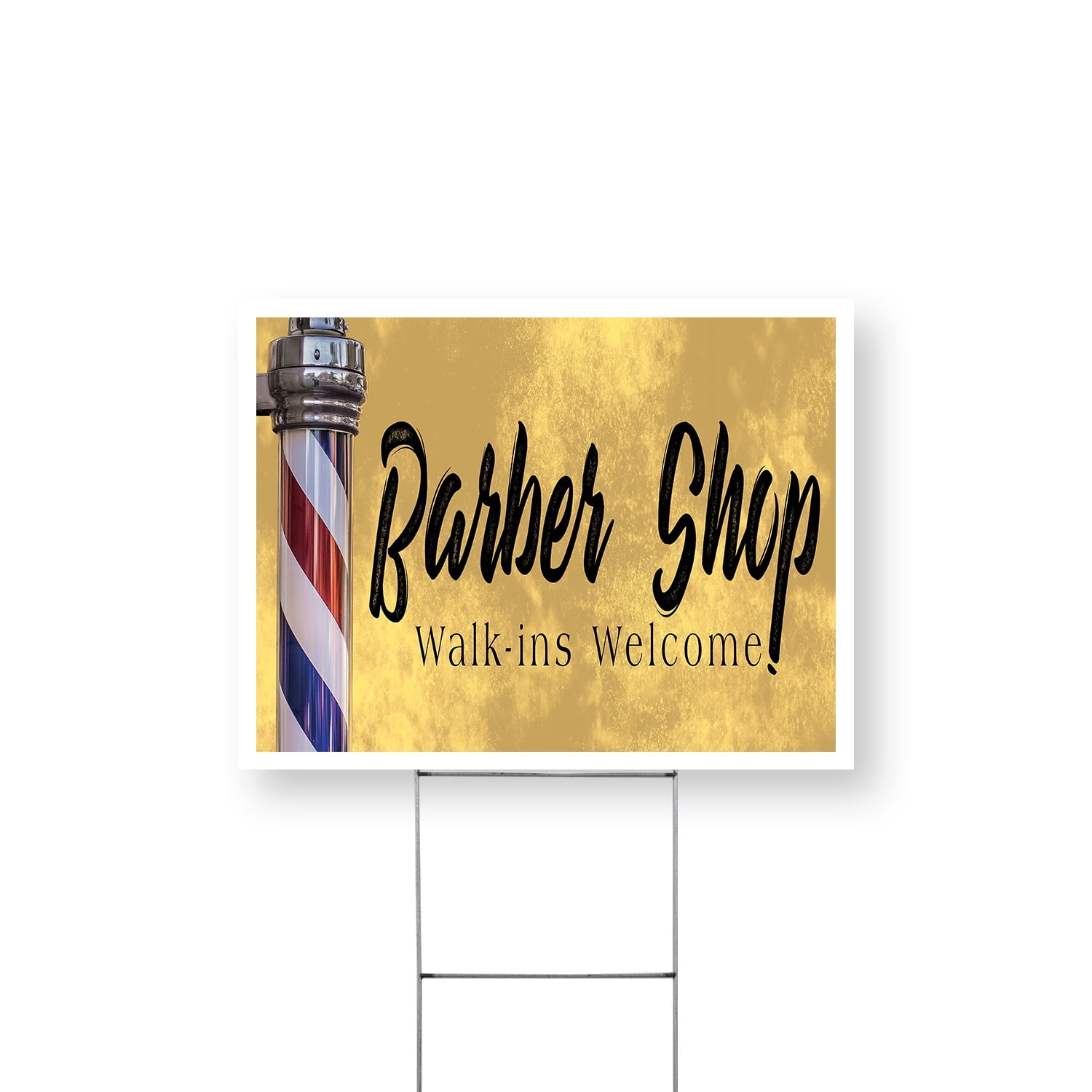 Barber Shop Walk Ins Welcome Yard Sign 18 Inch x 24 Inch Single Sided ...