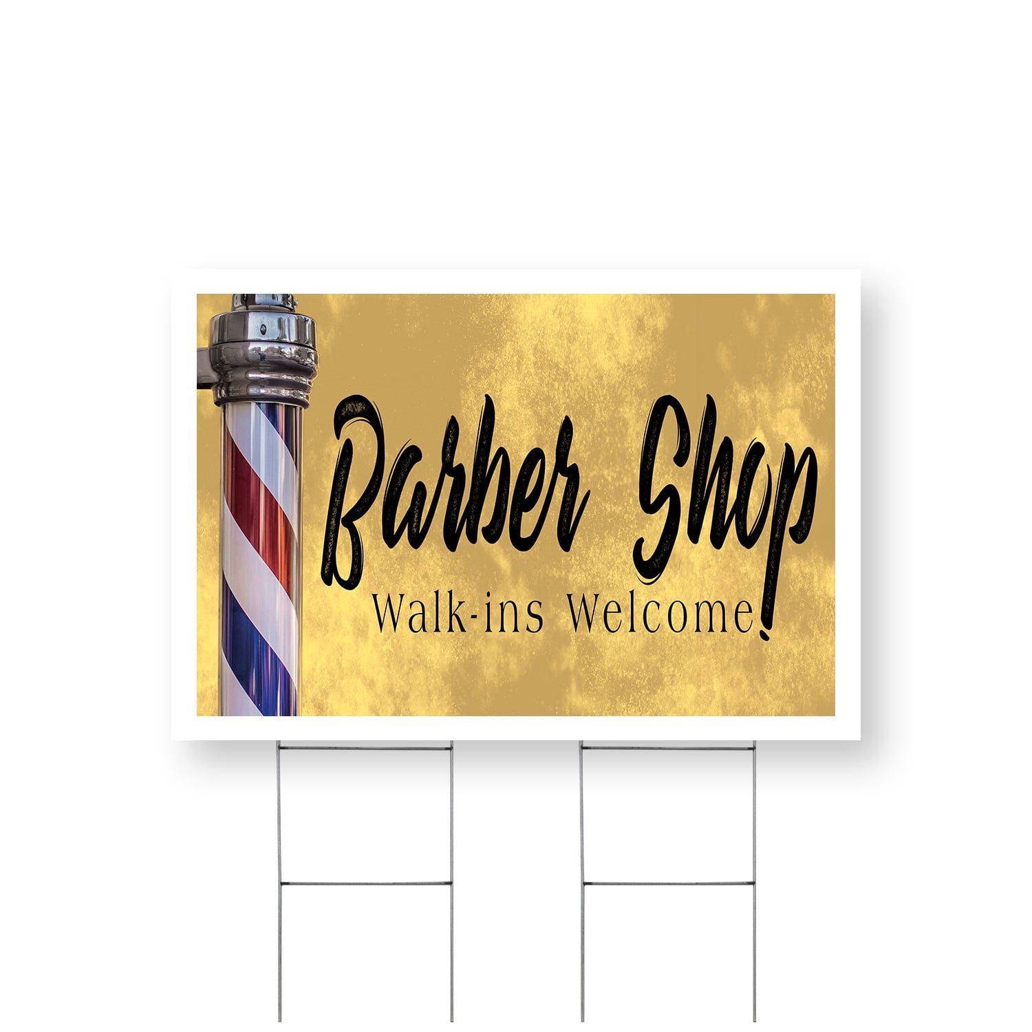 Barber Shop Walk Ins Welcome Yard Sign 24 Inch x 36 Inch Single Sided ...