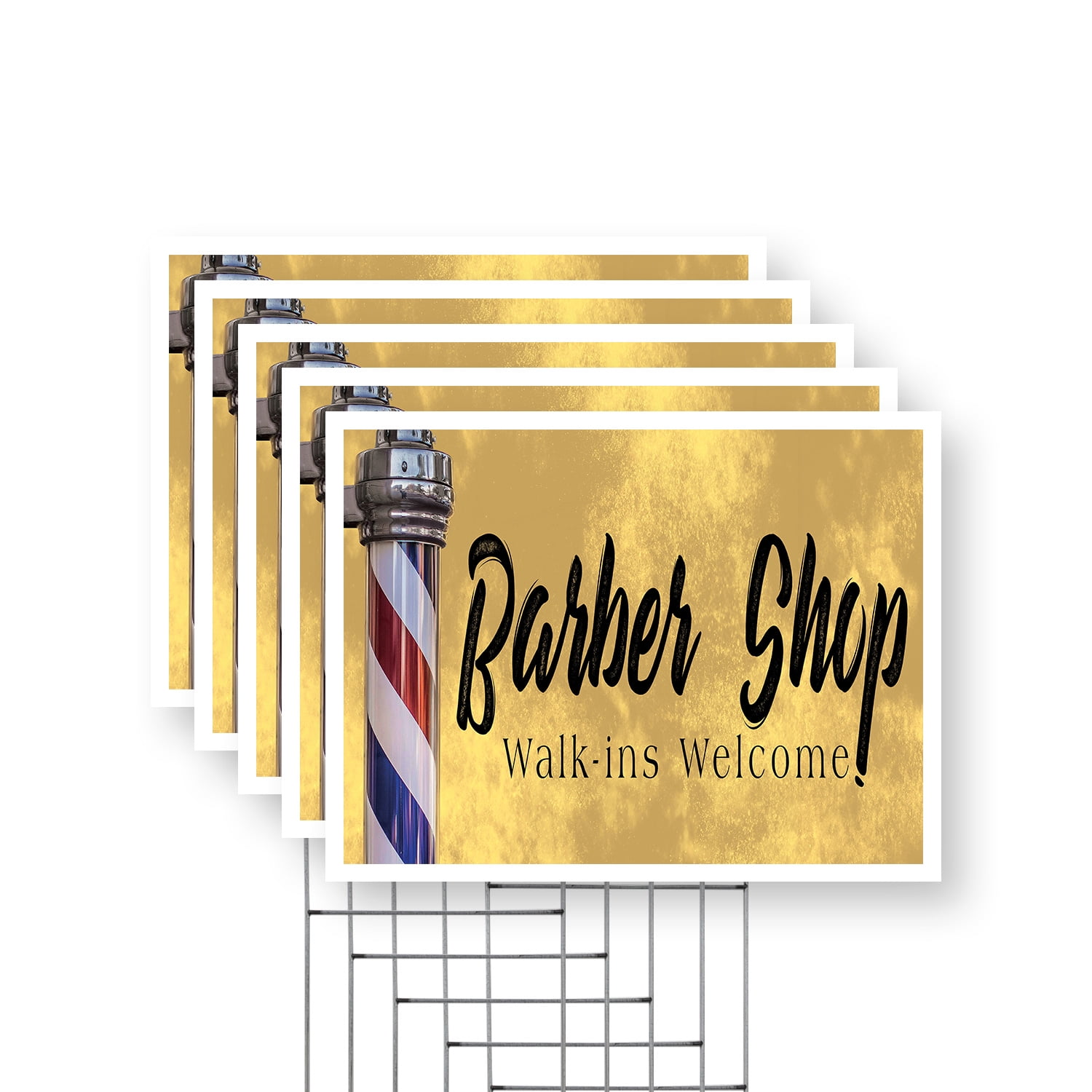Barber Shop Walk Ins Welcome Yard Sign 5 Pack of 12 Inch x 16 Inch ...