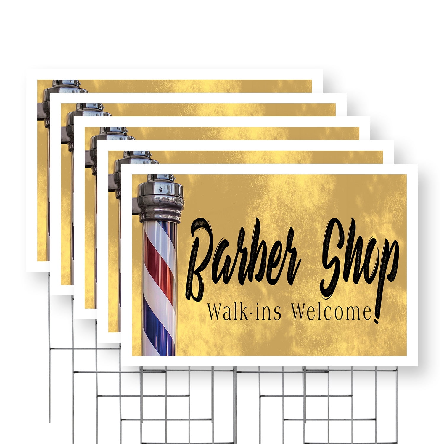 Barber Shop Walk Ins Welcome Yard Sign 5 Pack of 24 Inch x 36 Inch ...