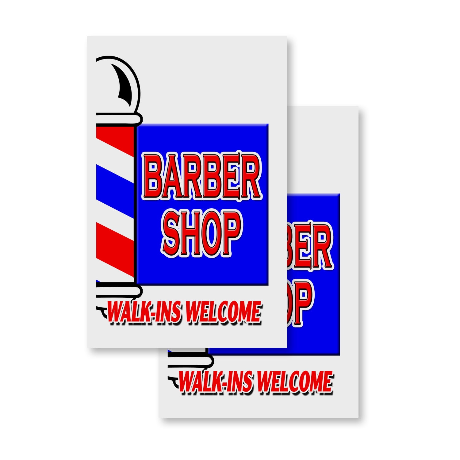 Barber Shop Walk-ins Welcome (2-PACK) 24" x 36" Vinyl Decals | Sign ...