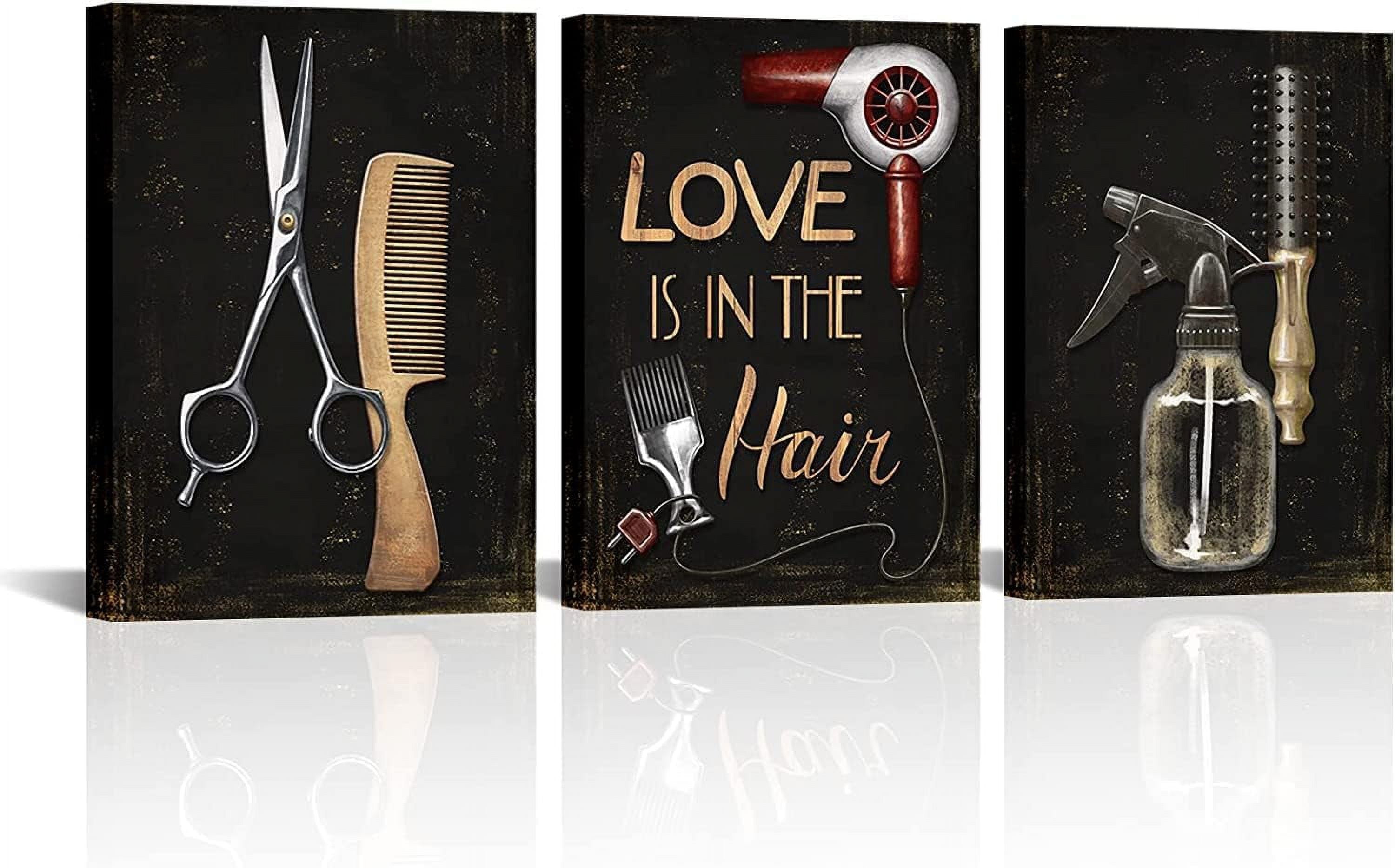 Barber Shop Wall Art Barber Pole Scissors Tools Hairstyle Haircut ...