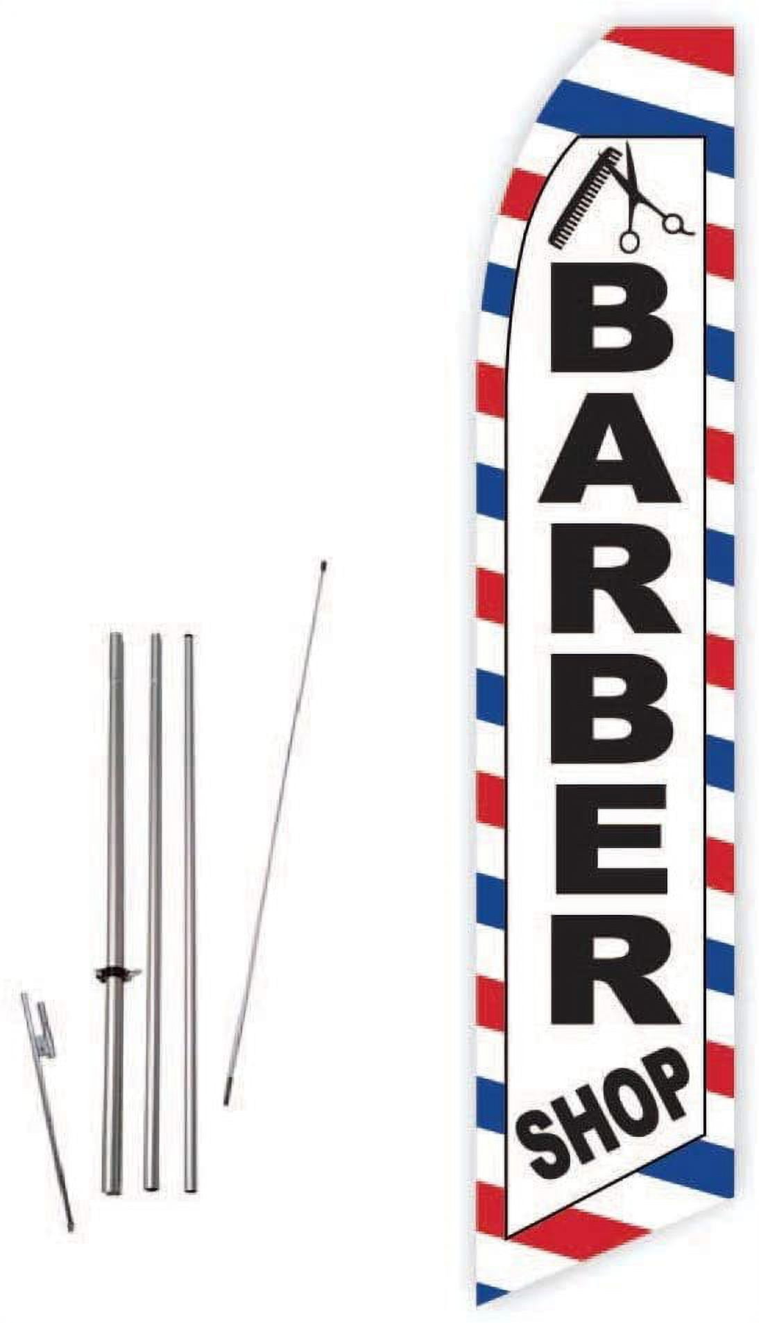 Barber Shop White Super Novo Feather Flag - Complete with 15ft Pole Set ...