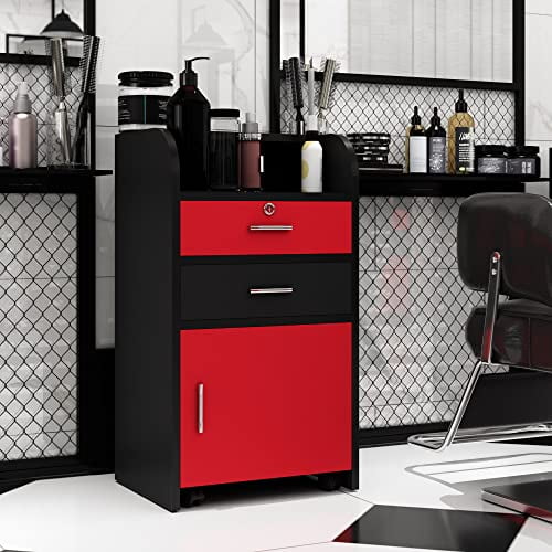Barber Stations Storage Cabinet with Drawer & Wheels,Hair Stylist ...