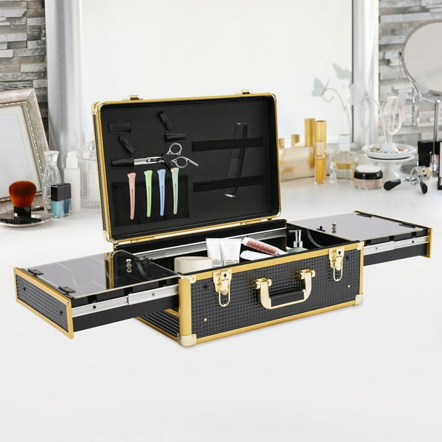 Barber Tool Box Case Organizer Storage Barber Carrying Case with Locks ...