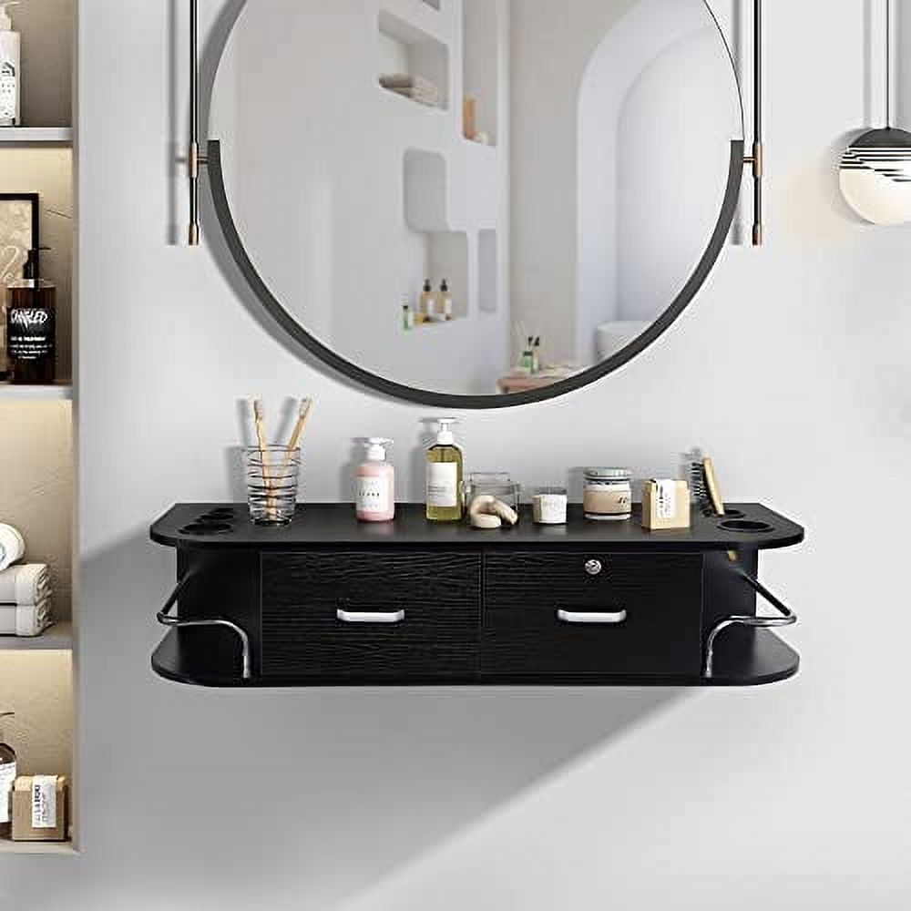 Barber Wall Mount Station,Modern Salon Hair Station with 2 Drawers and ...