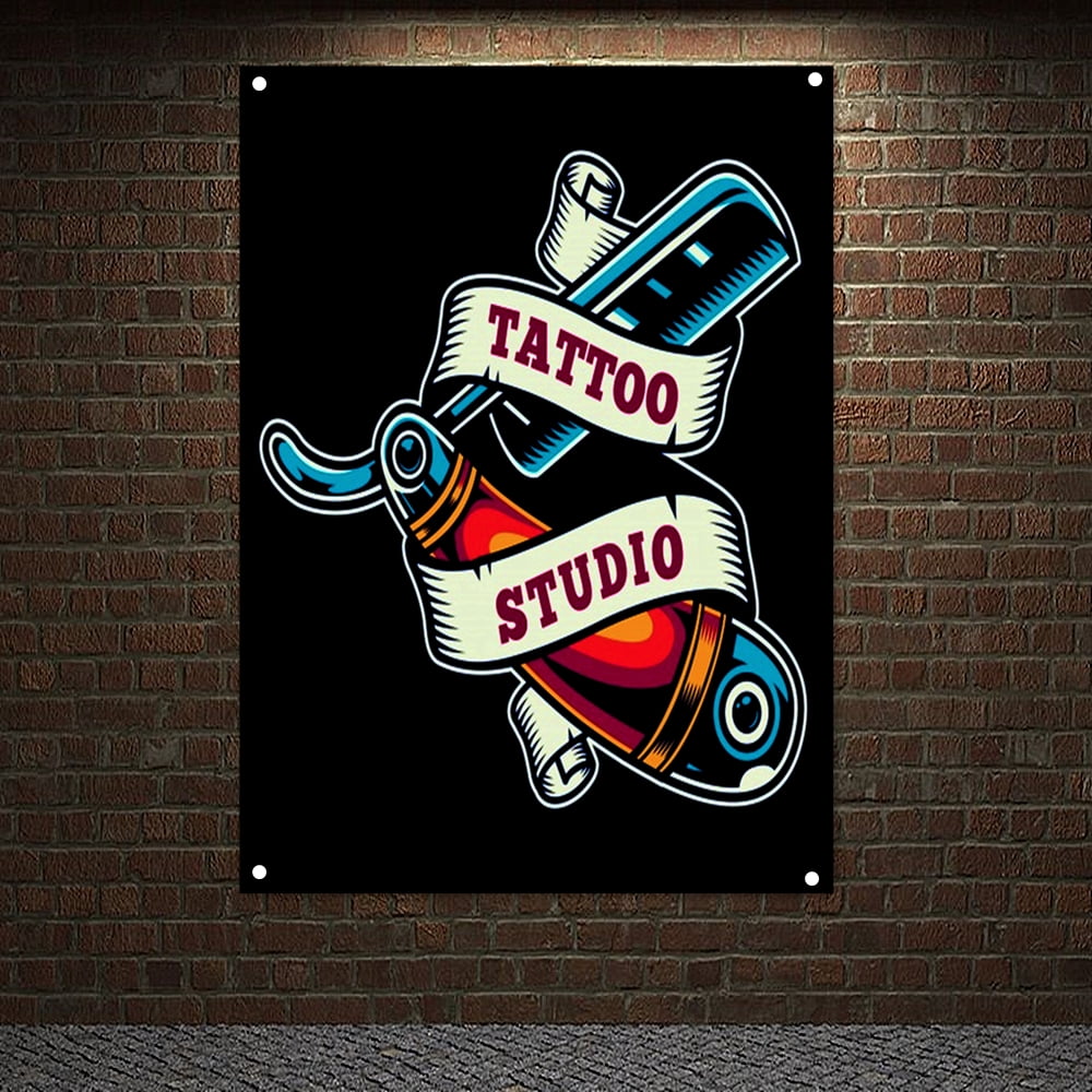 Barber knife Skull Tattoo Art Posters and Prints Wall Chart Tapestry ...