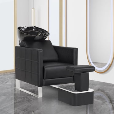 BarberPub Deluxe Shampoo Backwash Chair with Extended Ceramic Bowl Sink ...