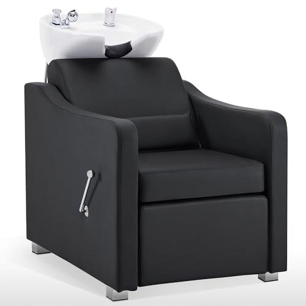 BarberPub Backwash Shampoo Station Chair, Adjustable Porcelain Ceramic ...