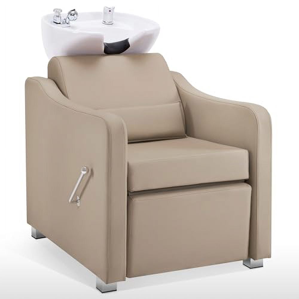 BarberPub Backwash Shampoo Station Chair, Adjustable Porcelain Ceramic ...