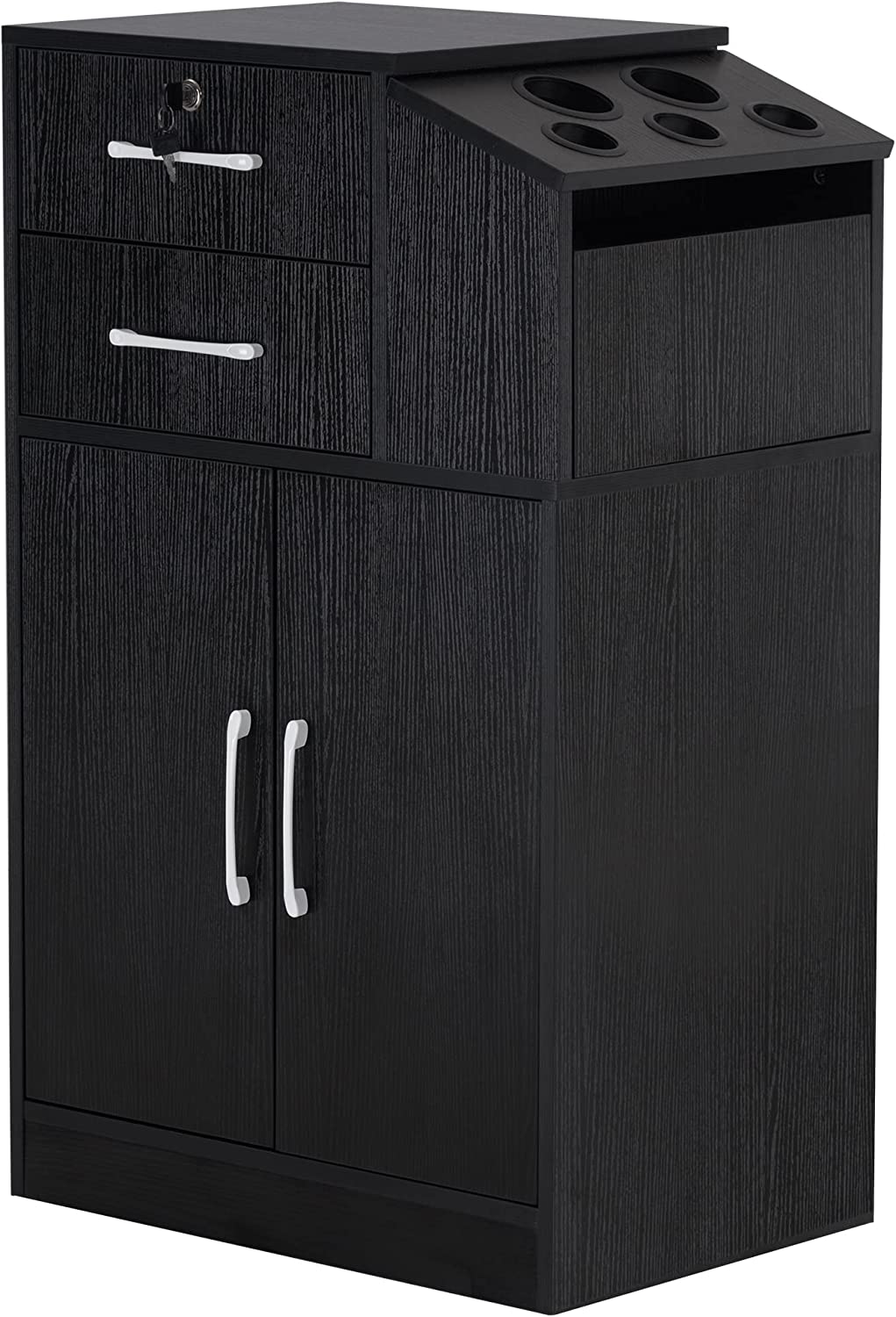 Ktaxon Barber Station Cabinet Wooden Hair Styling Storage Locker Beauty ...