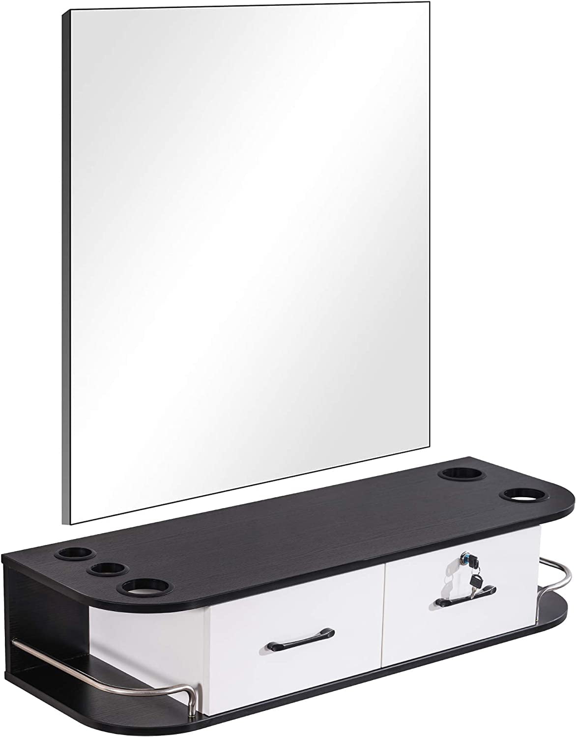 BarberPub Beauty Locking Wall Mount Styling Station with Mirror Barber ...