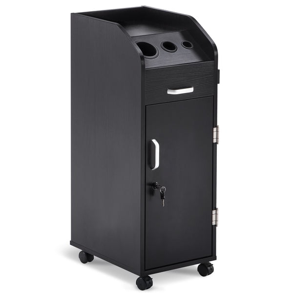 BarberPub Beauty Salon Trolley Cart with Hair Dryer Holder, Lockable ...