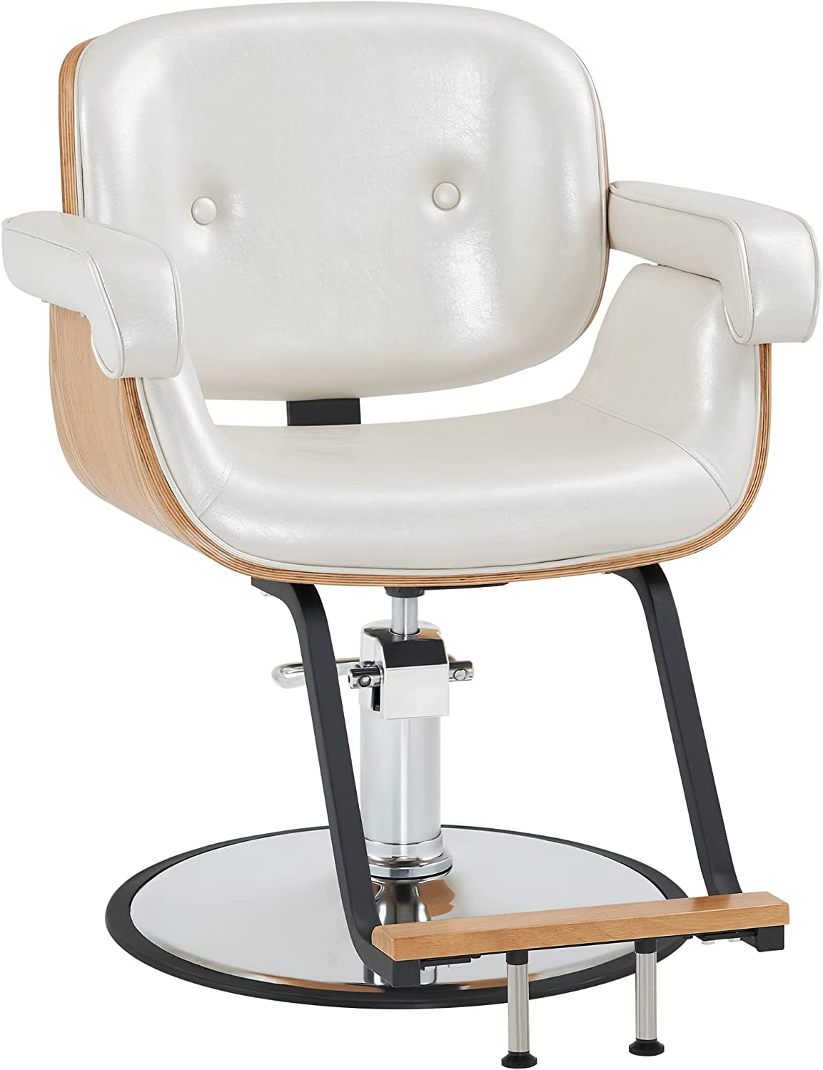 BarberPub Classic Modern Hydraulic Wooden Swivel Salon Chair Salon ...