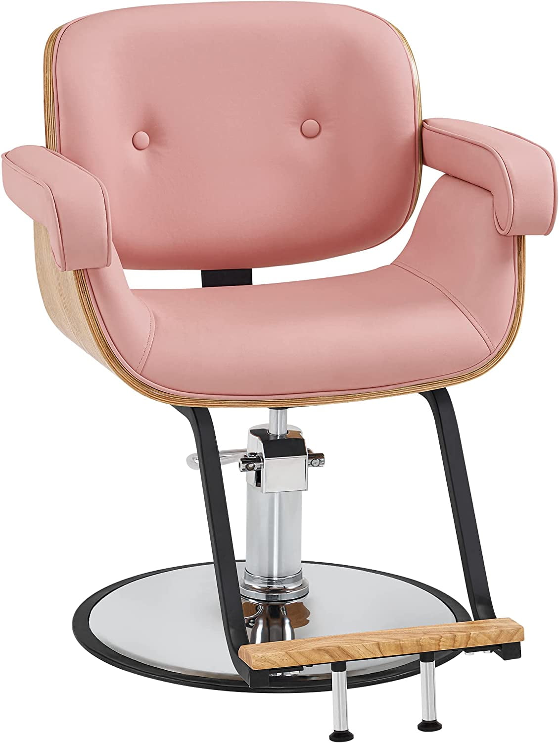 BarberPub Classic Modern Hydraulic Wooden Swivel Salon Chair Salon ...