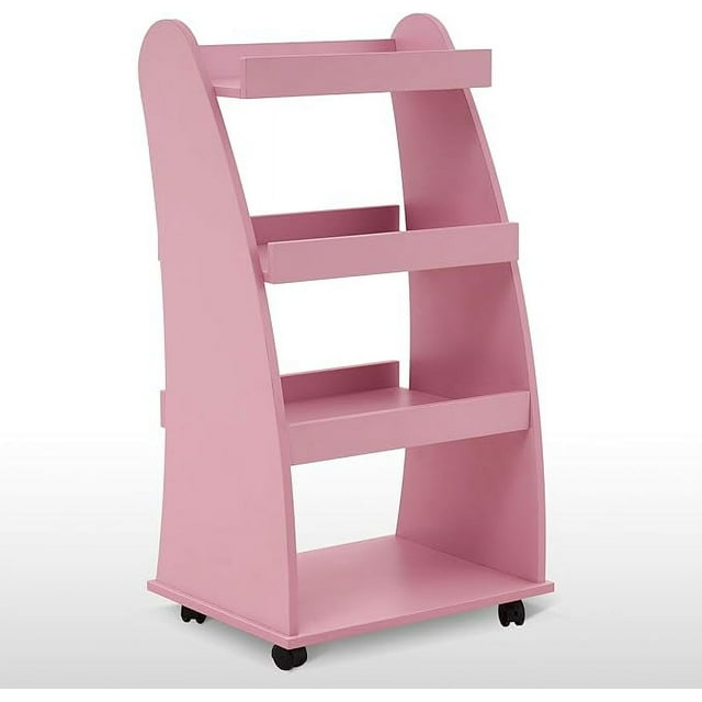 BarberPub Kids Bookshelf with Wheels, 4-Tier Rolling Cart with Storage ...