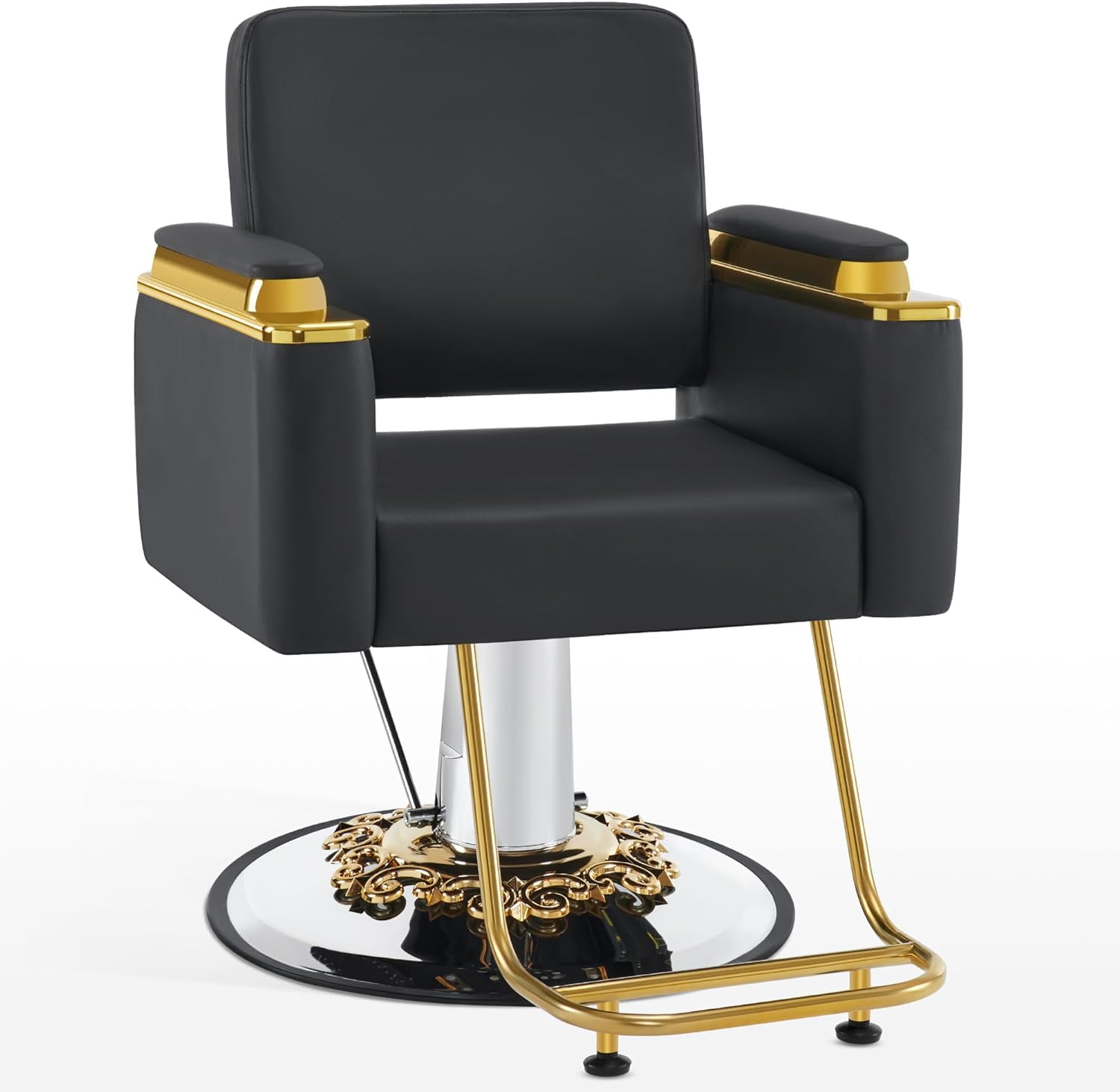 BarberPub Luxurious Salon Chair, Height Adjustable Gold&Black Salon Beauty Spa Styling Equipment ...